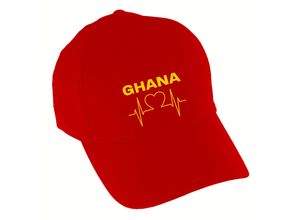 4068859316211 - multifanshop Baseballcap - Ghana - Herzschlag - Druck gelb - Mütze