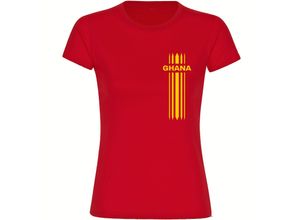 4068859313654 - multifanshop Damen T-Shirt - Ghana - Streifen - Druck gelb - Frauen