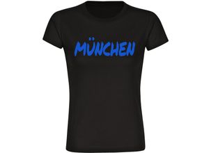 4068859540081 - multifanshop Damen T-Shirt - München blau - Textmarker - Druck blau - Frauen