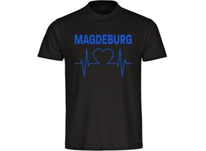 4068859542429 - multifanshop Herren T-Shirt - Magdeburg - Herzschlag - Druck blau - Männer