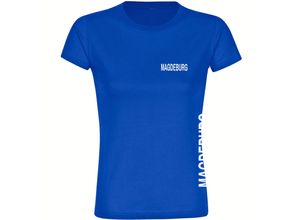 4068859541064 - multifanshop Damen T-Shirt - Magdeburg - Brust & Seite - Druck weiß - Frauen