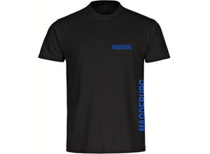 4068859540753 - multifanshop Herren T-Shirt - Magdeburg - Brust & Seite - Druck blau - Männer