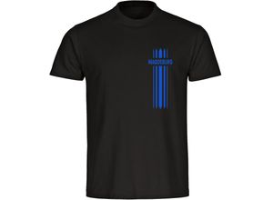 4068859543341 - multifanshop Herren T-Shirt - Magdeburg - Streifen - Druck blau - Männer