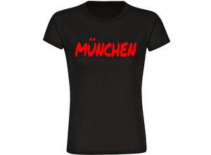 4068859538491 - multifanshop Damen T-Shirt - München rot - Textmarker - Druck rot - Frauen