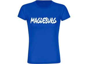 4068859547424 - multifanshop Damen T-Shirt - Magdeburg - Textmarker - Druck weiß - Frauen