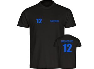 4068859542139 - multifanshop Kinder T-Shirt - Magdeburg - Trikot Nummer 12 - Druck blau - Kind