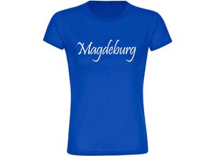 4068859545505 - multifanshop Damen T-Shirt - Magdeburg - Schriftzug - Druck weiß - Frauen
