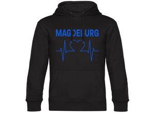 4068859542917 - multifanshop Kapuzen Sweatshirt - Magdeburg - Herzschlag - Druck blau - Hoodie