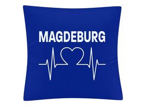 4068859543259 - multifanshop Kissenbezug - Magdeburg - Herzschlag - Druck weiß - Kissen