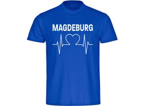 4068859542726 - multifanshop Kinder T-Shirt - Magdeburg - Herzschlag - Druck weiß - Kind