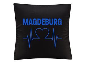4068859543242 - multifanshop Kissenbezug - Magdeburg - Herzschlag - Druck blau - Kissen