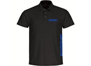4068859541262 - multifanshop Poloshirt - Magdeburg - Brust & Seite - Druck blau - Polo