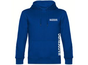 4068859541491 - multifanshop Kapuzen Sweatshirt - Magdeburg - Brust & Seite - Druck weiß - Hoodie