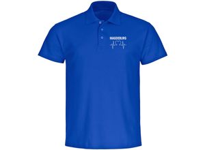 4068859542825 - multifanshop Poloshirt - Magdeburg - Herzschlag - Druck weiß - Polo