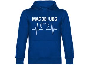 4068859542979 - multifanshop Kapuzen Sweatshirt - Magdeburg - Herzschlag - Druck weiß - Hoodie