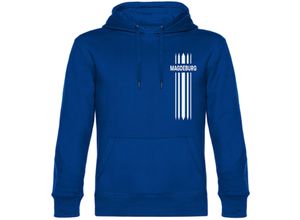 4068859543846 - multifanshop Kapuzen Sweatshirt - Magdeburg - Streifen - Druck weiß - Hoodie