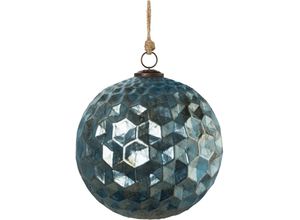 4064118108702 - Weihnachtsbaumkugel CREATIV DECO Weihnachtsdeko Christbaumschmuck Christbaumkugeln Glas blau H20cm Ø20cm Glas Weihnachtsbaumkugeln Weihnachtsbaumkugeln gemusterte Oberfläche