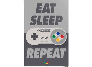8714597560961 - Poster REINDERS Super Nintendo Eat sleep repeat silber (farbe bild(er) silberfarben) B61cm H915cm Papier Bilder