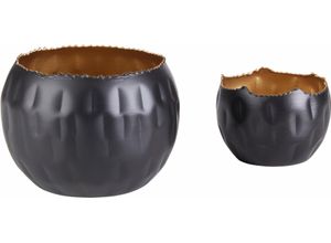 4019581819563 - Teelichthalter HOME AFFAIRE black&gold Kerzenhalter goldfarben (schwarz goldfarben) Windlichter Laternen Kerzenhalter