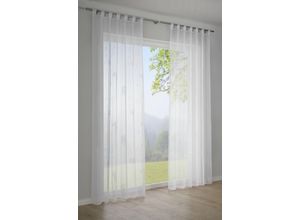 4003018361329 - Vorhang Voile-Flock Gardinen Gr 245 cm Schlaufen 140 cm weiß Schlaufen Gardine Stoff Voile-Flock