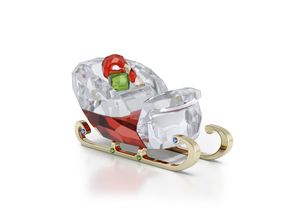 9009657015086 - Weihnachtsfigur SWAROVSKI Dekofigur Kristallfigur Sammelfigur Schlitten kristallweiß rot grün goldfarben blau Dekofiguren Ø Schlitten Kristall Metall