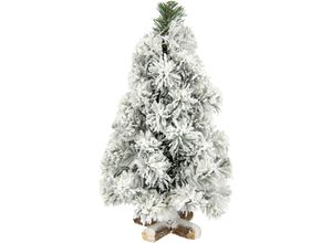 4019844783655 - Dekobaum IGEA Weihnachtsdeko Weihnachtsbaum grün (grün weiß) B23cm H38cm T23cm Kunststoff Dekofiguren Tannenbaum auf Holzfuß mit Kunstschnee 38 cm