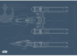 4055065165160 - Bild KOMAR Star Wars EP9 Blueprint Y-Wing schwarz-weiß (farbe bild(er) schwarz weiß) B70cm H50cm Holz Papier Bilder Wandbild zur Dekoration im Kinderzimmer - ohne Rahmen