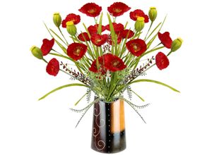4019844799922 - Kunstblume IGEA Mohnblumenbusch in Vase aus Keramik Kunstpflanzen Gr B H L 26 cm x 47 cm x 14 cm 1 St rot Kunst-Blumen Blumen Mohnblume Mohn Mohnbusch Bouquet Strauß Seidenblumenstrauß