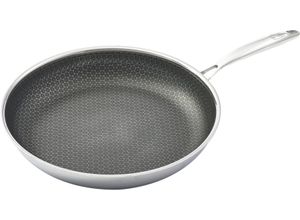 4260759870125 - Bratpfanne HENSSLER SCHNELLE NUMMER HSN Pfannen Gr Ø 24 cm + Höhe 5 cm silberfarben (edelstahlfarben) Bratpfannen Wabenstruktur und Antihaftbeschichtung Induktion