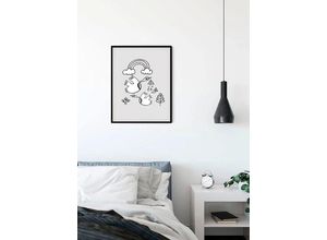 4055065154300 - KOMAR Poster Scribble Birdy Bilder Kinderzimmer Schlafzimmer Wohnzimmer Gr B H 50 cm x 70 cm Tiere 1 St grau Poster Bilder