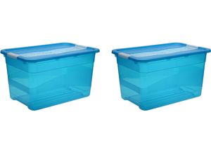 4052396043327 - Organizer KEEEPER cornelia Aufbewahrungsboxen Gr B H T 395 cm x 34 cm x 595 cm blau Aufbewahrungsbox Stapelbox Körbe Boxen Aufbewahrungsboxen Aufbewahrungsbox 52 L mit Deckel und Schiebeverschluss Kunststoff