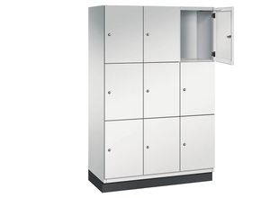 4059369456665 - CAMBIO Schließfachschrank mit Stahlblech-Türen 9 Fächer Breite 1200 mm Korpus lichtgrau   Tür lichtgrau