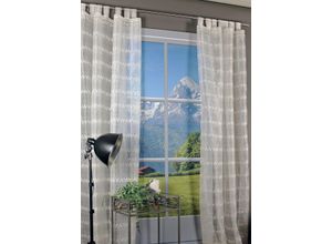4056837096927 - Gardine HOSSNER - ART OF HOME DECO Hallwylersee Gardinen Gr 245 cm Schlaufen 130 cm weiß Schlaufen Schlaufenschal im besonderen Design