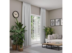 4006470585586 - Vorhang nach Maß NEUTEX FOR YOU ARUBA grau (hellgrau) B137cm H190cm Jacquard Obermaterial 100% Polyester Gardinen nach Maß Uni Dimout hochwertige Webstruktur