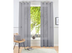 4067602829527 - Gardine MY HOME XANA mit Ösen Kräuselband oder Schlaufen Gr 4 grau B140cm H245cm Voile Polyester Gardinen Bestseller einfarbig 1 bzw 2 Schals pflegeleicht Schal