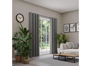 4006470587191 - Vorhang nach Maß NEUTEX FOR YOU ARUBA grau (dunkelgrau) B137cm H120cm Jacquard Obermaterial 100% Polyester Gardinen nach Maß Uni Dimout hochwertige Webstruktur