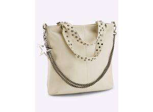 4036673261659 - Handtasche HEINE Damen Gr B H T 32cm x 30cm x 5cm beige (sand) Metall Viskosemischung unifarben Taschen