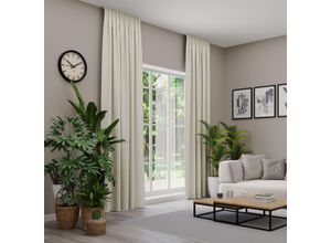 4006470582974 - Vorhang nach Maß NEUTEX FOR YOU ARUBA beige B137cm H120cm Jacquard Obermaterial 100% Polyester Gardinen nach Maß Uni Dimout hochwertige Webstruktur