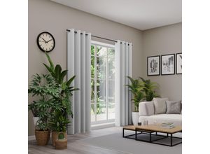4006470584763 - Vorhang nach Maß NEUTEX FOR YOU ARUBA grau (hellgrau) B137cm H145cm Jacquard Obermaterial 100% Polyester Gardinen nach Maß Uni Dimout hochwertige Webstruktur