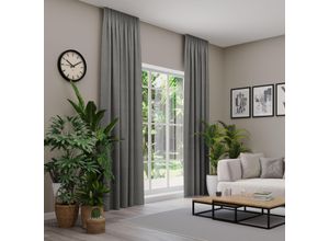4006470586705 - Vorhang nach Maß NEUTEX FOR YOU ARUBA grau (dunkelgrau) B137cm H125cm Jacquard Obermaterial 100% Polyester Gardinen nach Maß Uni Dimout hochwertige Webstruktur