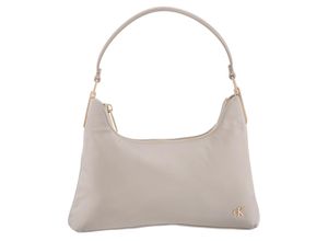 8719849866693 - Henkeltasche CALVIN KLEIN JEANS SATIN NYLON SMALL SHOULDER BAG Damen Gr B H T 25cm x 20cm x 45cm beige Polyester unifarben Taschen Umhängetasche Damen Handtasche Henkeltasche mit CK-Logoemblem