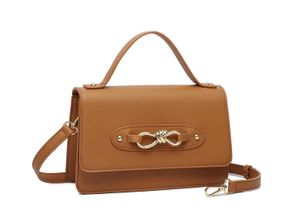 4036673262892 - Umhängetasche Bellezza Damen Gr B H T 24cm x 16cm x 8cm onesize braun Polyurethan (PU) COLLEZIONE ALESSANDRO Taschen mit eleganter Schleife
