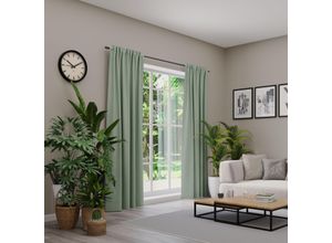 4006470533730 - Vorhang NEUTEX FOR YOU BELMONDO grün (salbeigrün) B138cm H130cm Polyester Gardinen Uni mit samtiger Oberfläche nach Maß