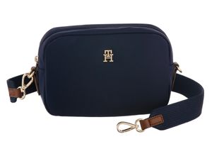 8721222046639 - Mini Bag TOMMY HILFIGER POPETTE CAMERA BAG Damen Gr B H T 22cm x 15cm x 65cm dunkelblau Leder Nylon Taschen Damen Umhängetasche Schultertasche mit TH-Schmuckelement