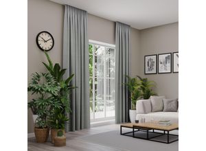 4006470586521 - Vorhang nach Maß NEUTEX FOR YOU ARUBA grau (helltaupe) B137cm H215cm Jacquard Obermaterial 100% Polyester Gardinen nach Maß Uni Dimout hochwertige Webstruktur