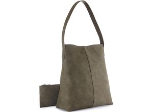 4068222885535 - Shopper VIVANCE Schultertasche Kinder Gr B H T 30cm x 35cm x 14cm grün (oliv) Lederimitat Strukturmuster unifarben Taschen mit kleiner Innentasche Handtasche Damentasche VEGAN