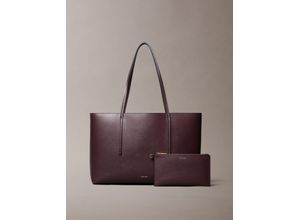 8721187679897 - Henkeltasche CALVIN KLEIN FOIL LOGO TOTE W POUCH Damen Gr B H T 40cm x 28cm x 12cm fudge espresso Lederimitat unifarben Taschen Damen-Schultertasche mit Reißverschluss-Tasche