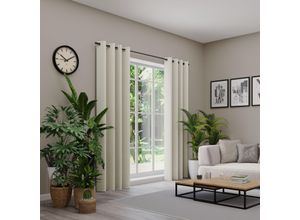 4006470584183 - Vorhang nach Maß NEUTEX FOR YOU ARUBA beige B137cm H255cm Jacquard Obermaterial 100% Polyester Gardinen nach Maß Uni Dimout hochwertige Webstruktur
