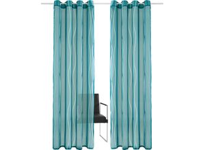6920192966929 - Gardine MY HOME Dimona Gardinen Gr 145 cm Ösen 140 cm blau (petrol) Ösen Gardine 2er-Set transparent Voile Polyester