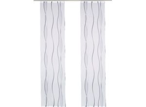 6920192989478 - Schiebegardine MY HOME Dimona Gr 1 weiß (weiß silbergrau) B57cm H145cm Voile Polyester Gardinen 2-er Set Fertiggardine mit Befestigungszubehör Wellen Topseller